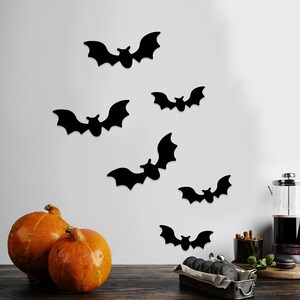 Bat Set of 6 Halloween Sign, Halloween Home Decor, Bat Wall Hanging ...