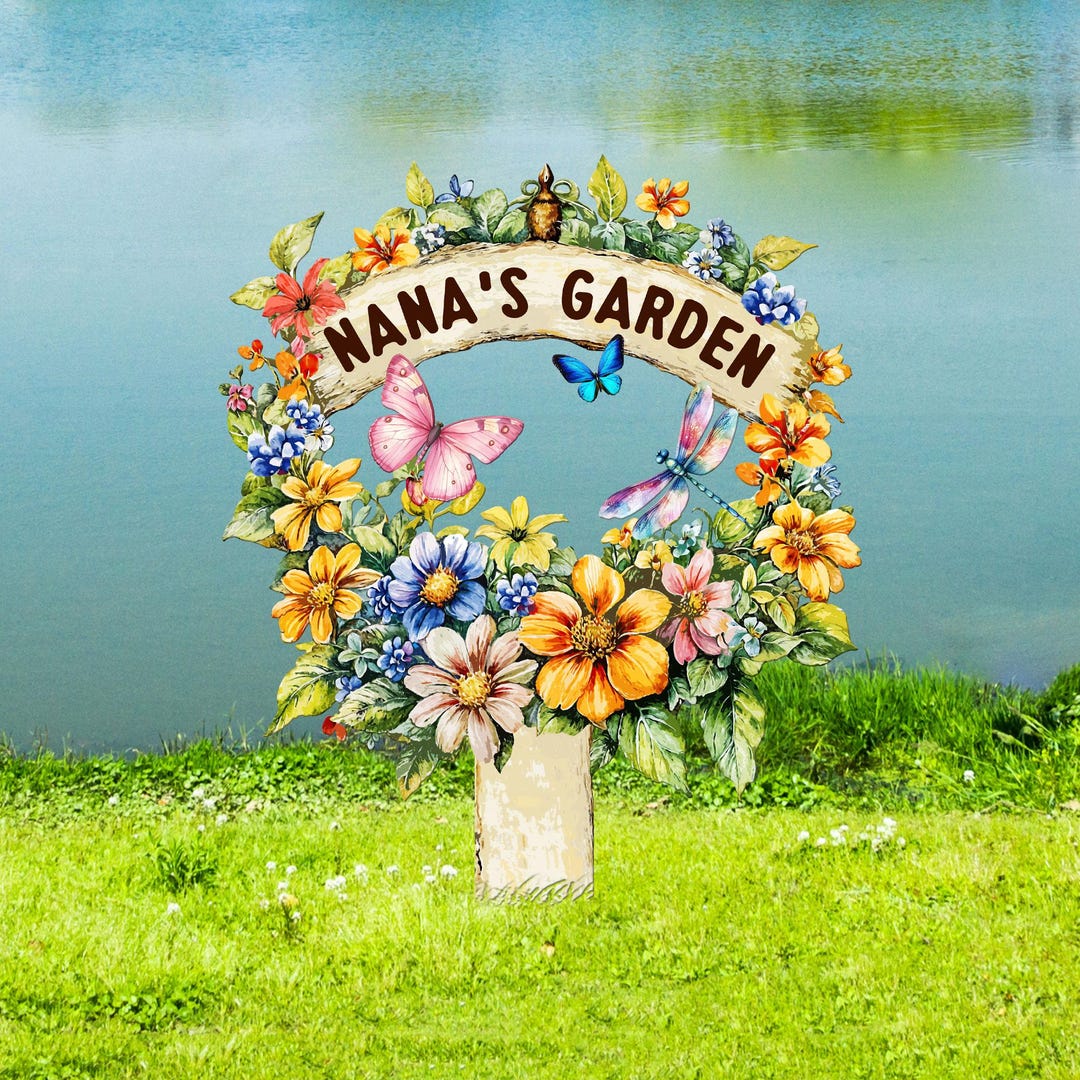 Custom Flower Sign With Stake, Personalized Garden Name Sign, Garden ...