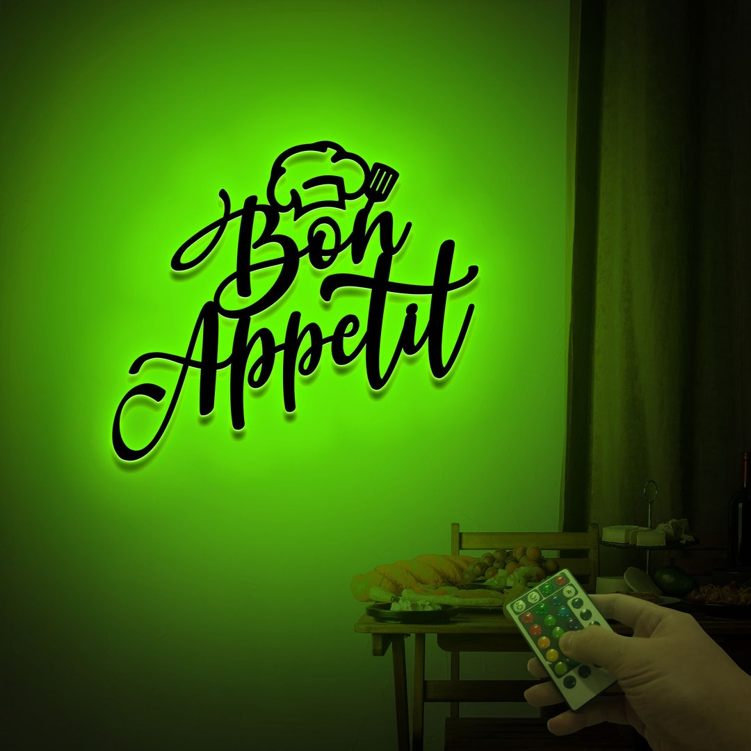 Bon Appetit Metal Sign With LED Light, Metal Wall Hangings, Quote Wall ...