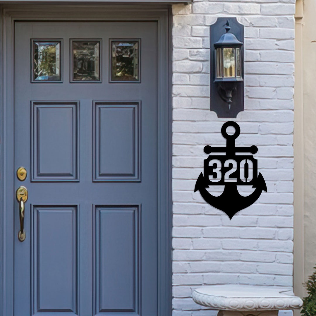 Custom House Number Metal Wall Art, Anchor Address Sign, Metal Address ...