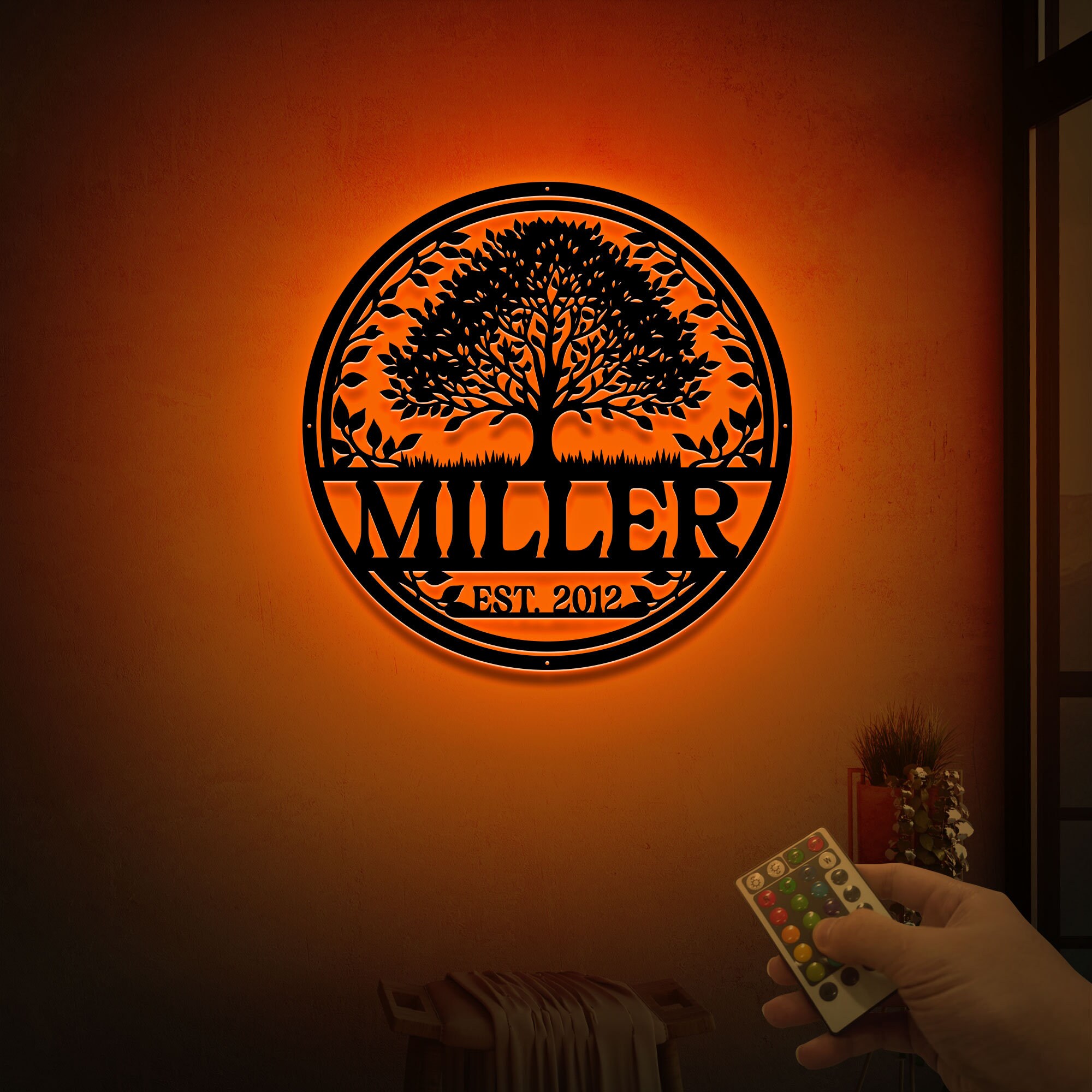 Personalized Tree of Life Metal Sign Wall Art With Led Light, Custom ...