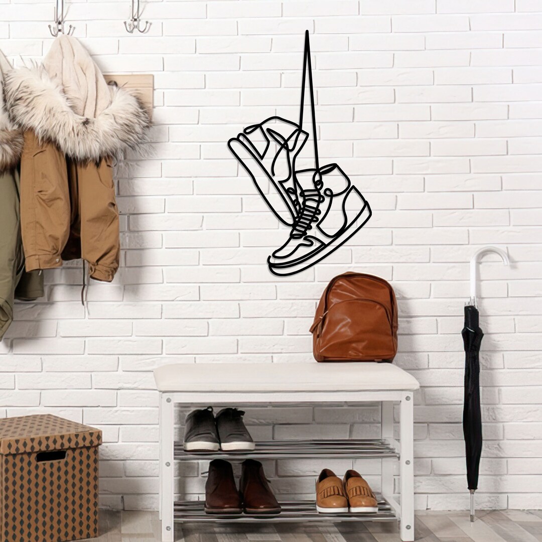 Sneaker Metal Sign, Sneaker Wall Art, Sneaker Display, Minimalist Line ...