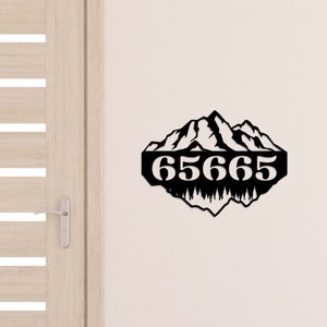 Custom Metal Mountain House Number Sign, Personalized Mountain Address ...