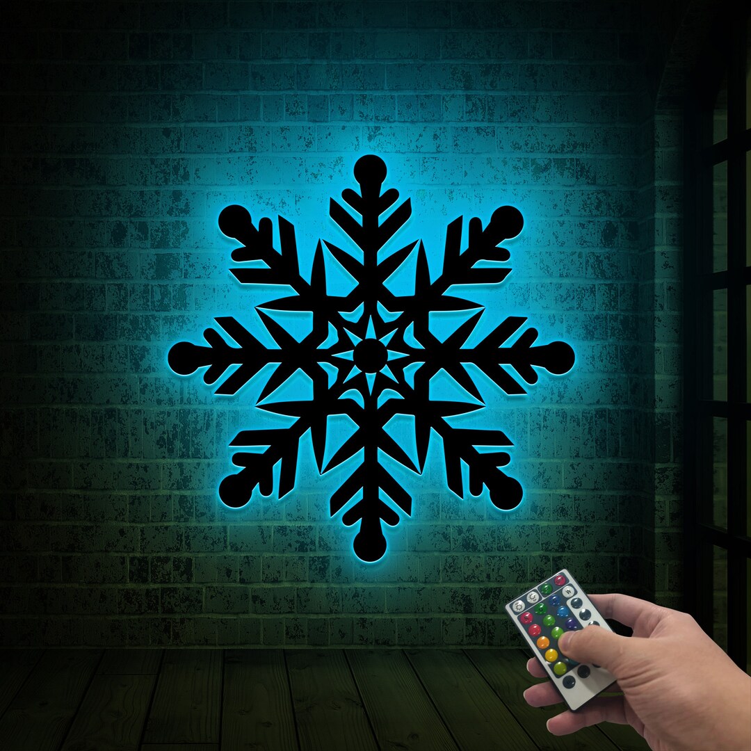 Snowflake Metal Sign With Led Lights, Snowflake Wall Art, Snow Wall ...