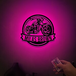 Motorcycle Metal Sign With Led Lights, Motor Bike Metal Sign, Steel ...