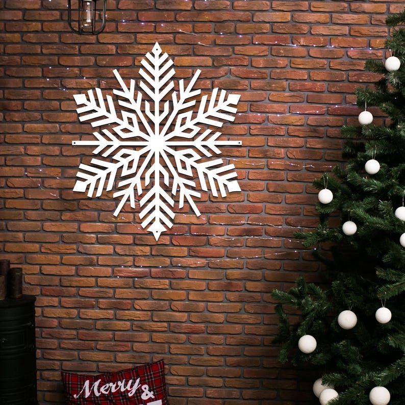 White Snowflake Metal Sign, Snowflake, White Snow Wall Decor ...