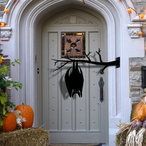 Metal Hanging Bat on Branch, Halloween Bat Decoration, Gothic Bat ...