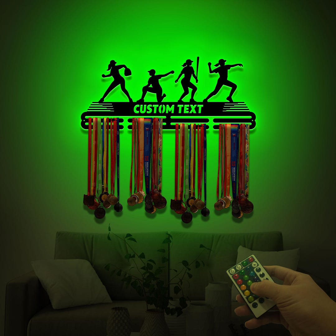 Custom Female Softball Pitcher Medal Hanger Led Lights, Pitcher Girl ...