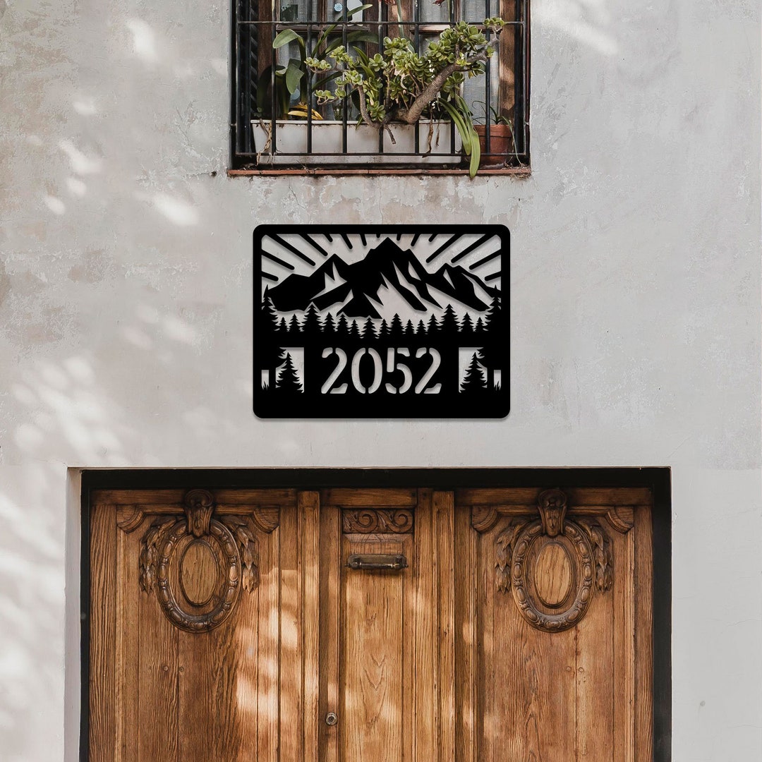 Custom Mountain House Number Sign, Mountain Address Sign, Metal Address ...