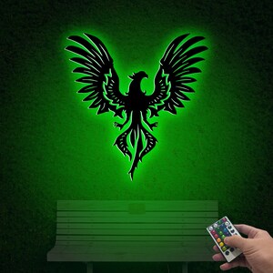 Phoenix Metal Sign With Led Light, Modern Sign Art, Phoenix Sign, House ...