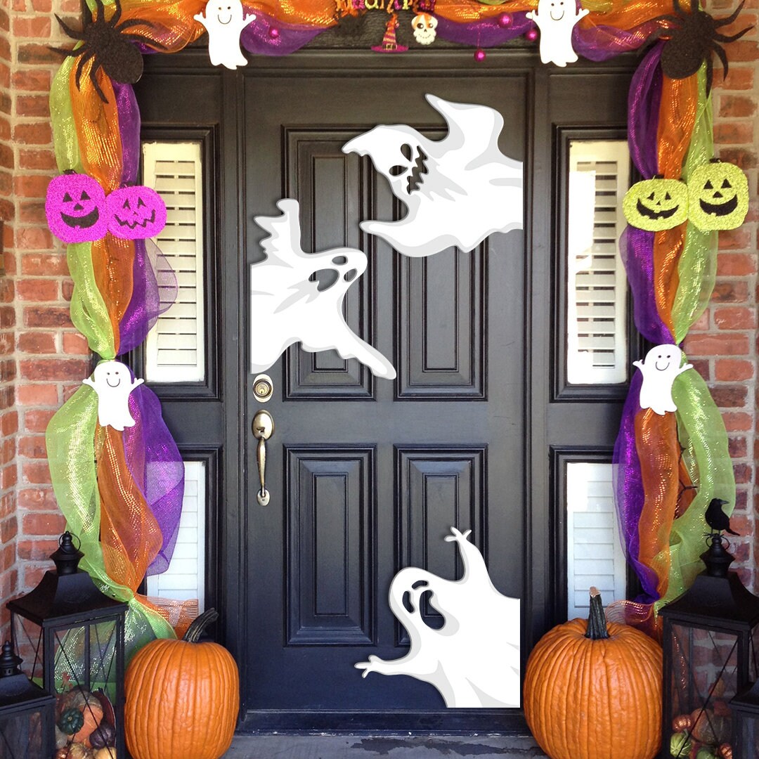 Ghosts Set of 3 Door Corner Sign, Halloween Wooden Door Corner Decor ...