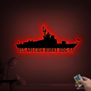 Custom US Navy Ships Metal Sign With Led Light, Battleship Metal Sign ...