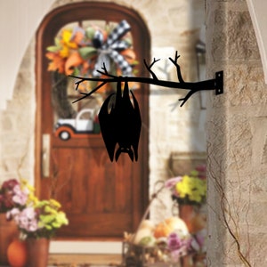 Metal Hanging Bat on Branch, Halloween Bat Decoration, Gothic Bat ...