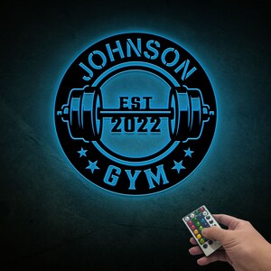 Custom Gym Name Sign With Led Light, Metal Gym Room Decor, Home Gym ...