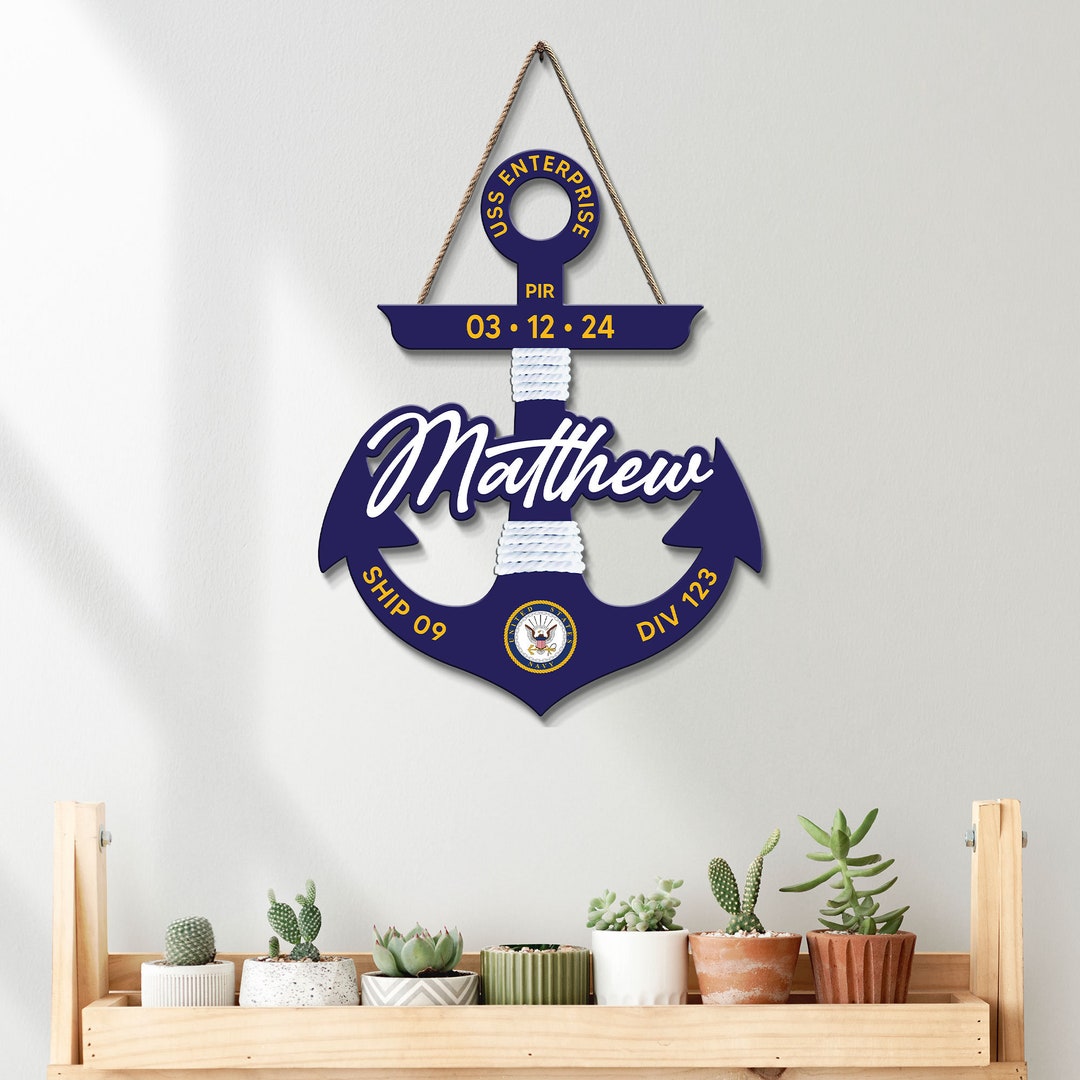 Custom Navy Anchor Wood Sign, Navy Graduation Gift, PIR Anchor, Wall ...