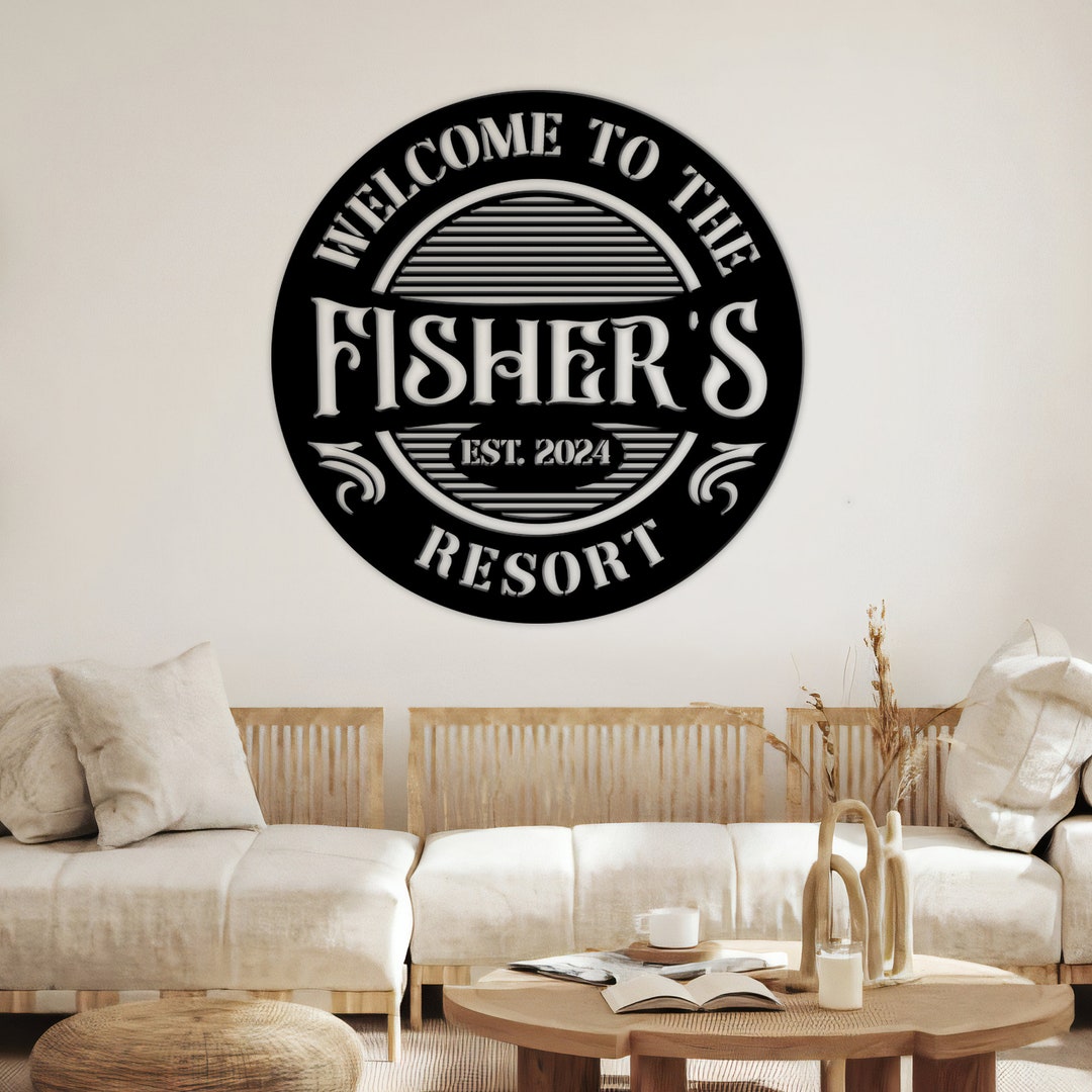 Personalized Family Name Resort Sign, Metal Wall Art With Led Lights ...
