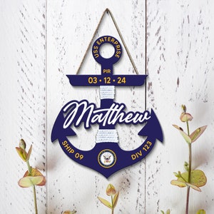 Custom Navy Anchor Wood Sign, Navy Graduation Gift, PIR Anchor, Wall ...