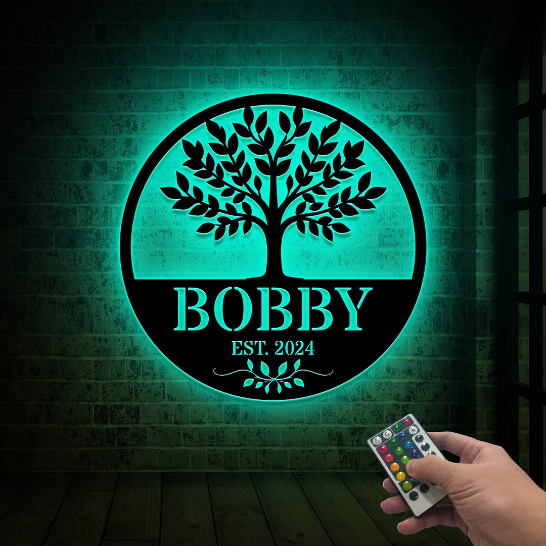 Custom Tree of Life Metal Wall Art Led Light, Tree of Life Monogram ...