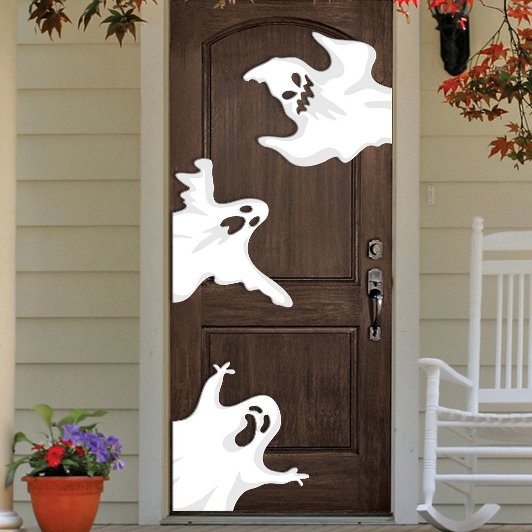 Ghosts Set of 3 Door Corner Sign, Halloween Wooden Door Corner Decor ...