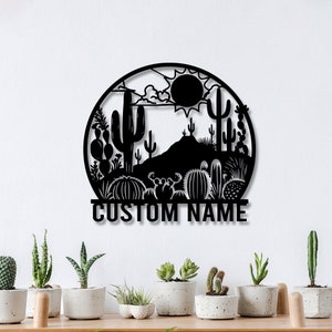 Custom Cactus Metal Sign With Led Lights, Personalized Cactus Name Sign ...