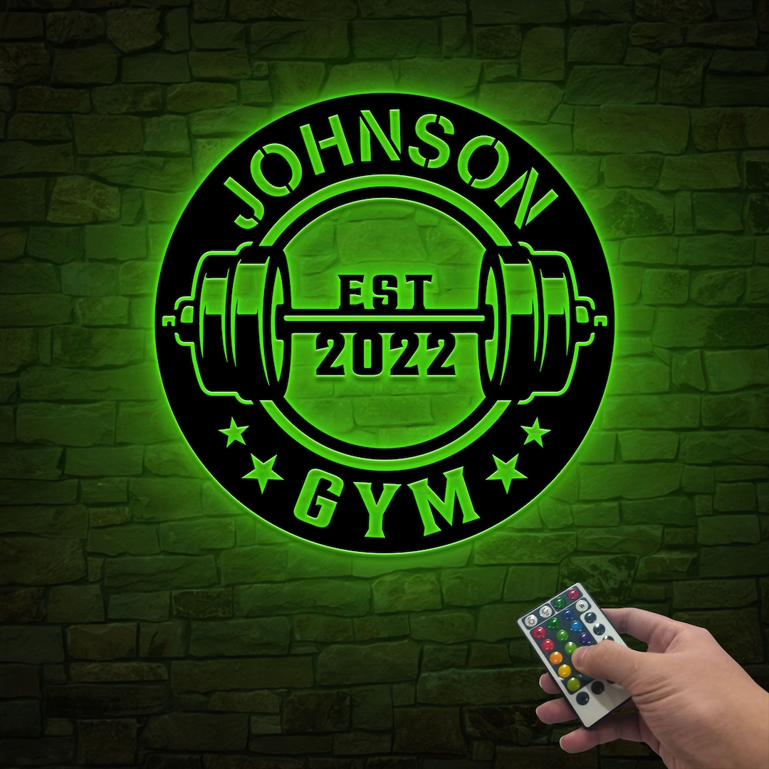 Custom Gym Name Sign With Led Light, Metal Gym Room Decor, Home Gym ...