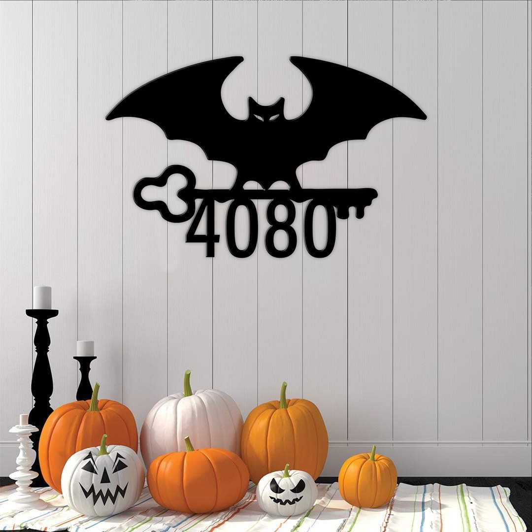 Custom Bat Metal Address Sign, Personalized House Number Sign, Address ...