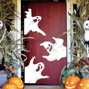 Ghosts Set of 3 Door Corner Sign, Halloween Wooden Door Corner Decor ...