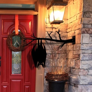 Metal Hanging Bat on Branch, Halloween Bat Decoration, Gothic Bat ...