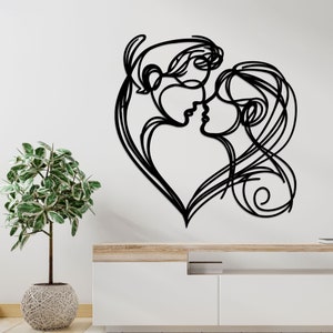 Modern Abstract Couples Metal Wall Art, Heart and Love Metal Wall Art ...