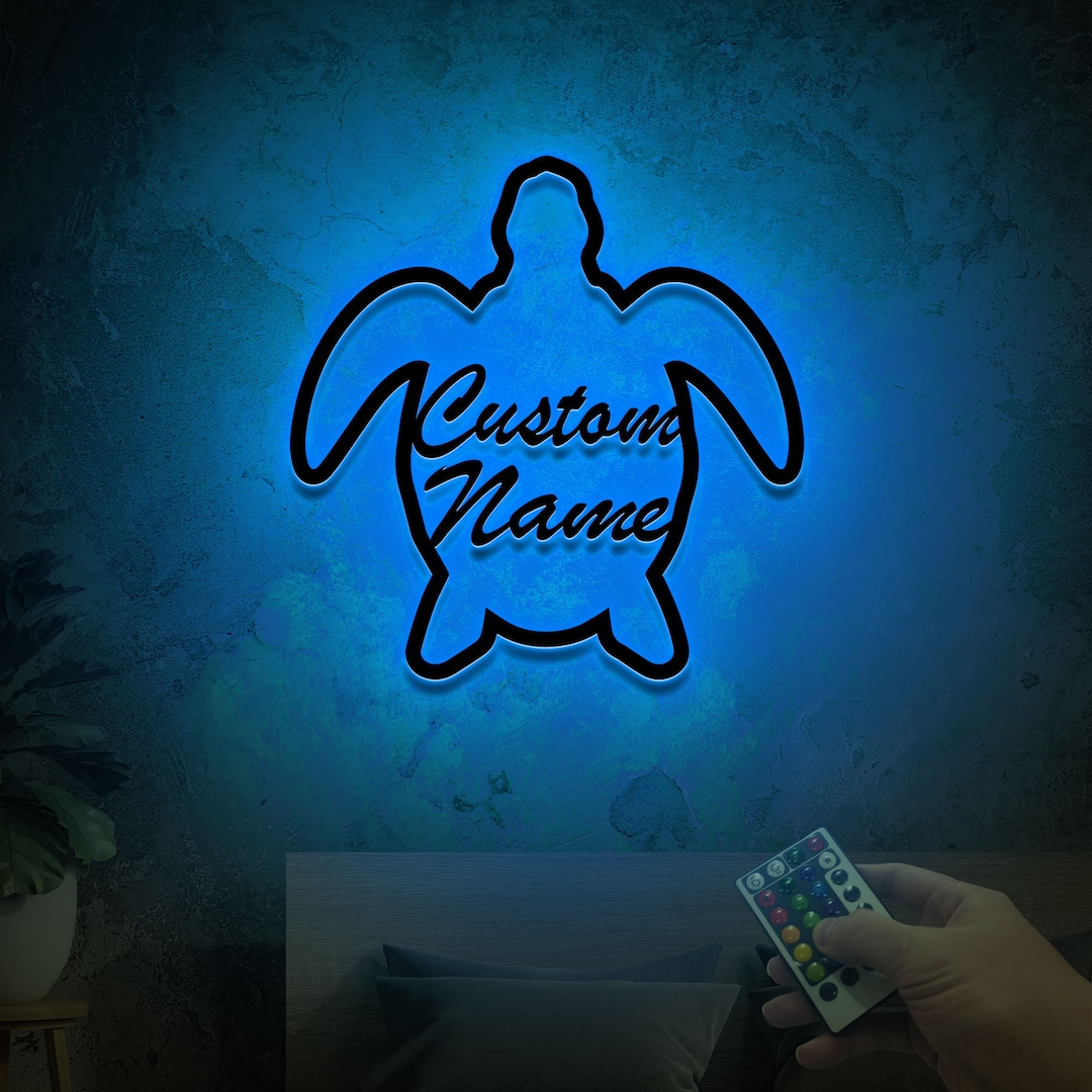 Personalized Turtle Metal Sign With Light, Sea Turtle, Beach House ...
