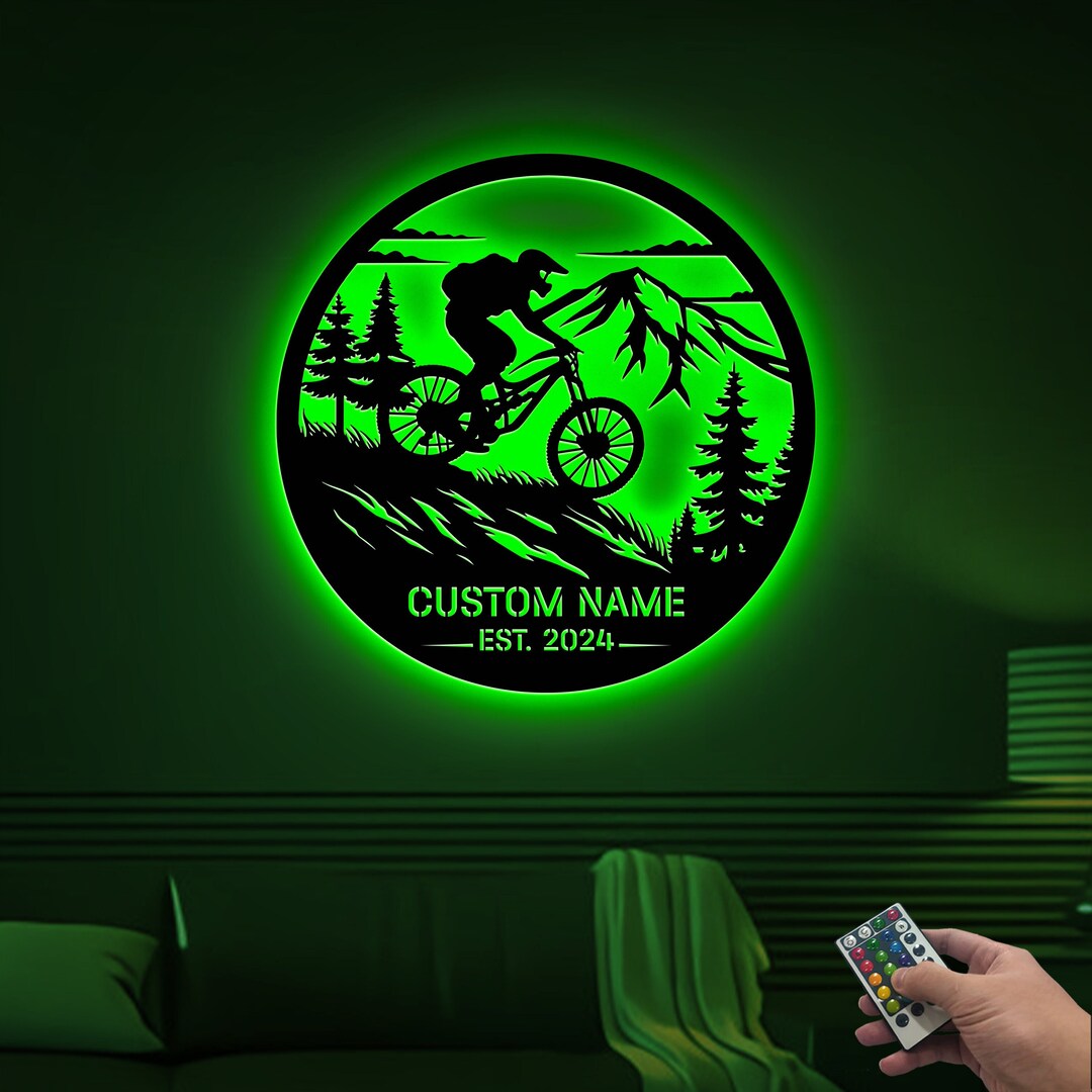 Custom Metal Biking Sign With Lights, Personalized Name Sign, Riding ...