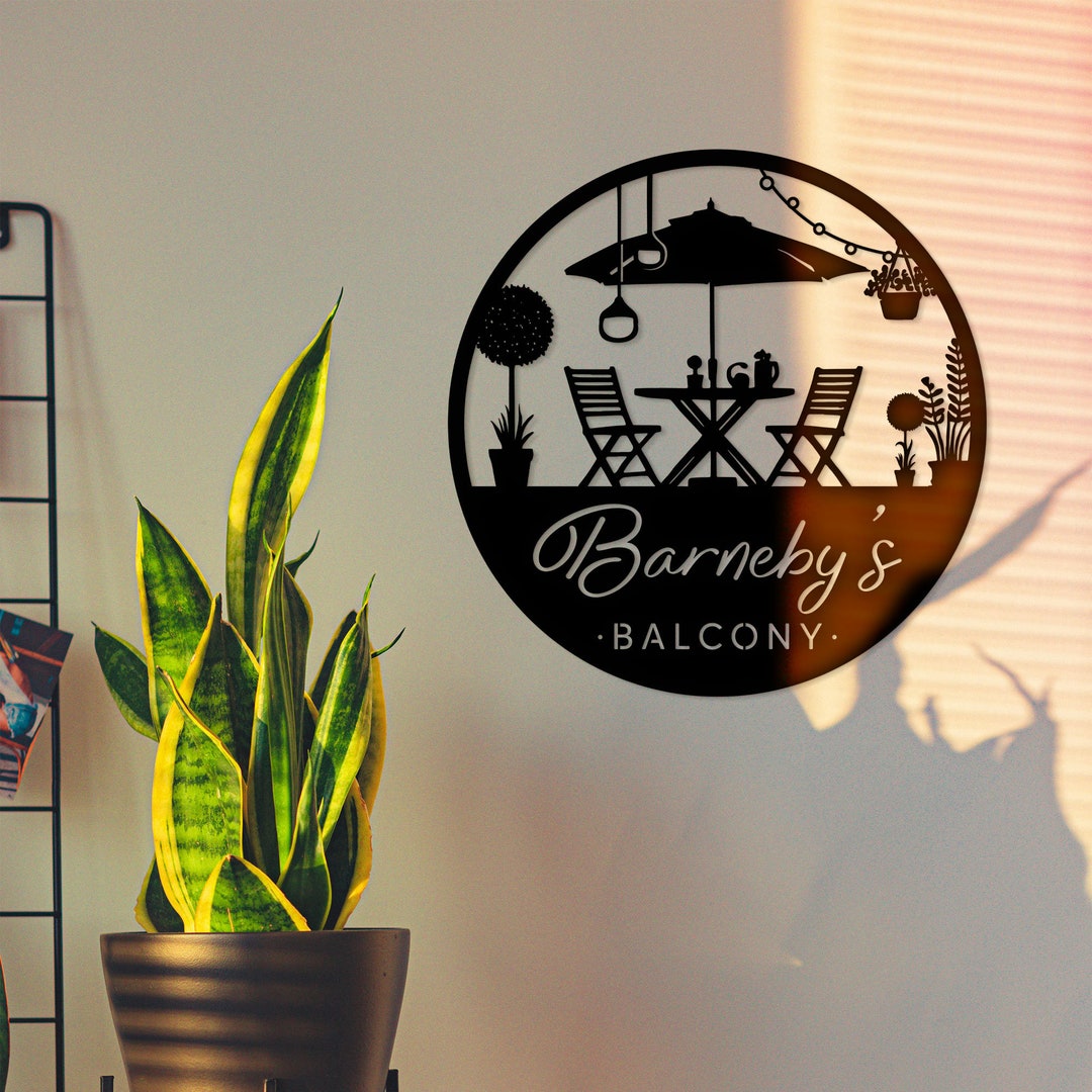Custom Metal Balcony Sign With Led Lights, Balcony Name Sign, Patio ...