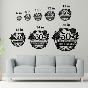 50 Year Anniversary Sign, Wedding Anniversary Metal Wall Art With Led ...