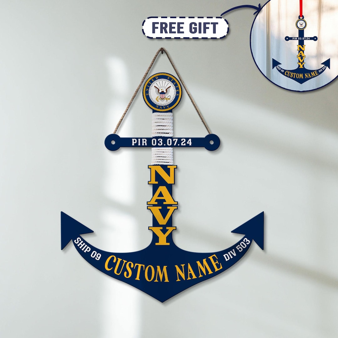 Custom Navy Anchor Wood Sign, PIR Anchor, Wall Decor, Gift for Son ...