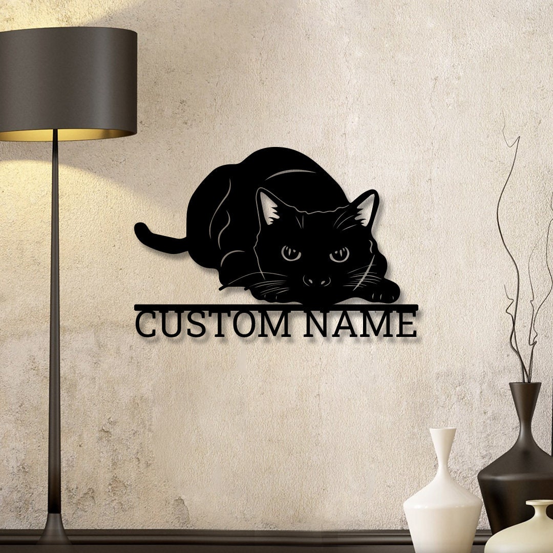 Personalized Cat Metal Sign With Led Lights, Custom Cat Name Sign, Cat ...