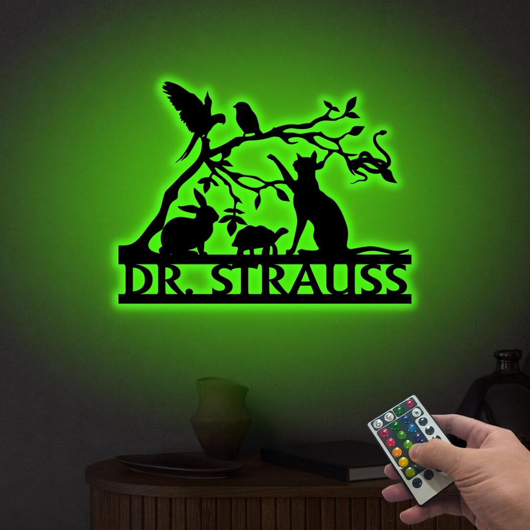 Custom Veterinary Metal Sign Led Light, Personalized Vet Gift, Exotic ...