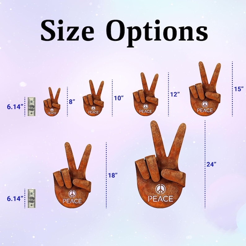 Metal Peace Sign Hand Garden Stake, Hands Metal Yard Art, Hand Gesture ...