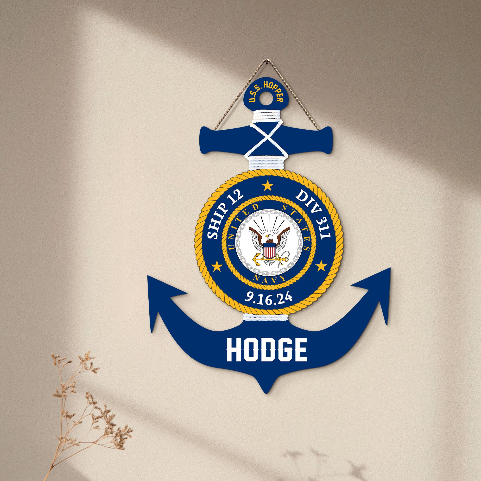 Personalized Navy Anchor Wood Sign, Custom Anchor Name Sign, Navy Sign ...