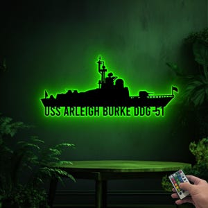 Custom US Navy Ships Metal Sign With Led Light, Battleship Metal Sign ...