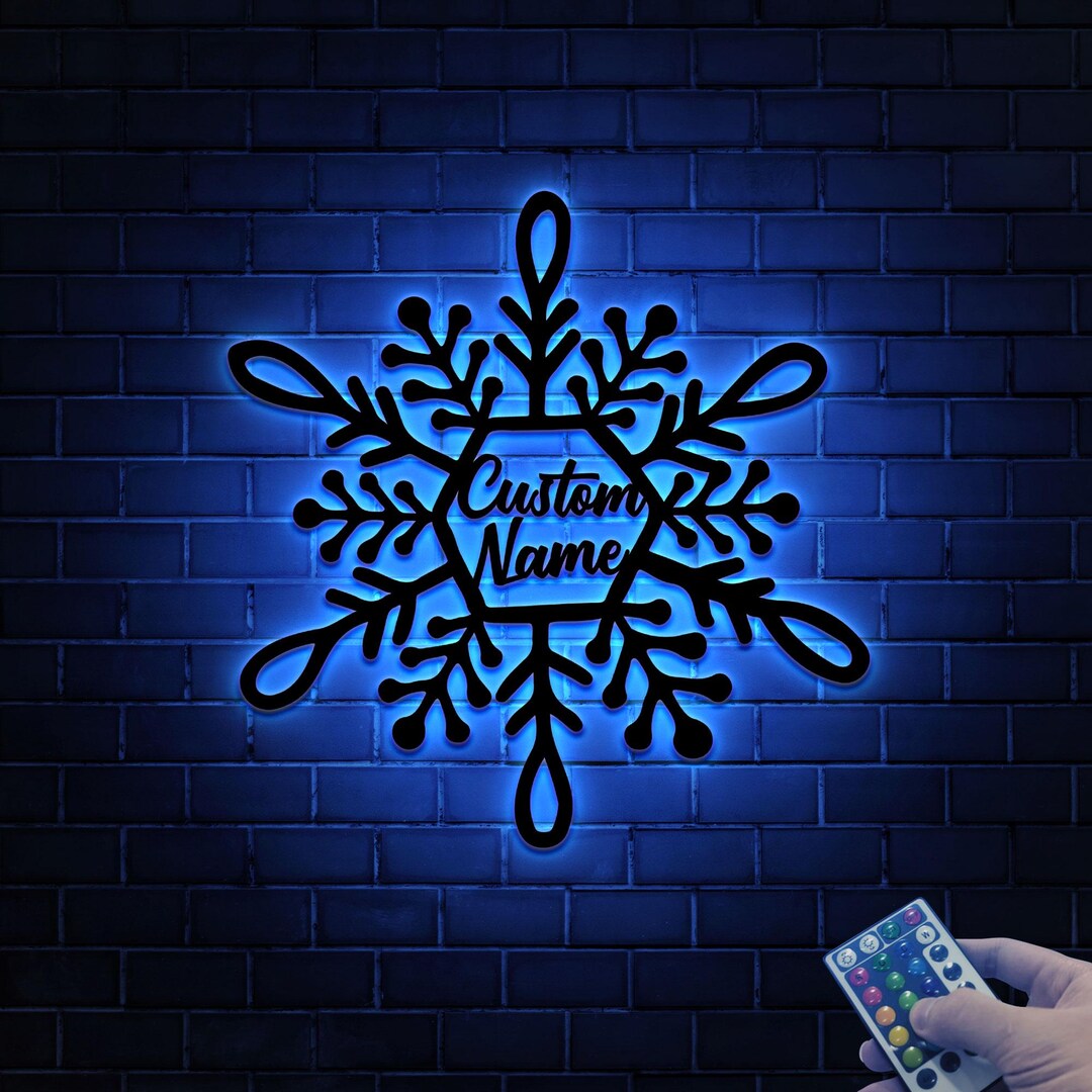 Snowflake Metal Sign With Led Light, Personalized Christmas Sign ...
