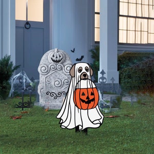 Сute Ghost Metal Yard Stake, Halloween Garden Sign, Spooky Season ...
