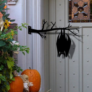 Metal Hanging Bat on Branch, Halloween Bat Decoration, Gothic Bat ...