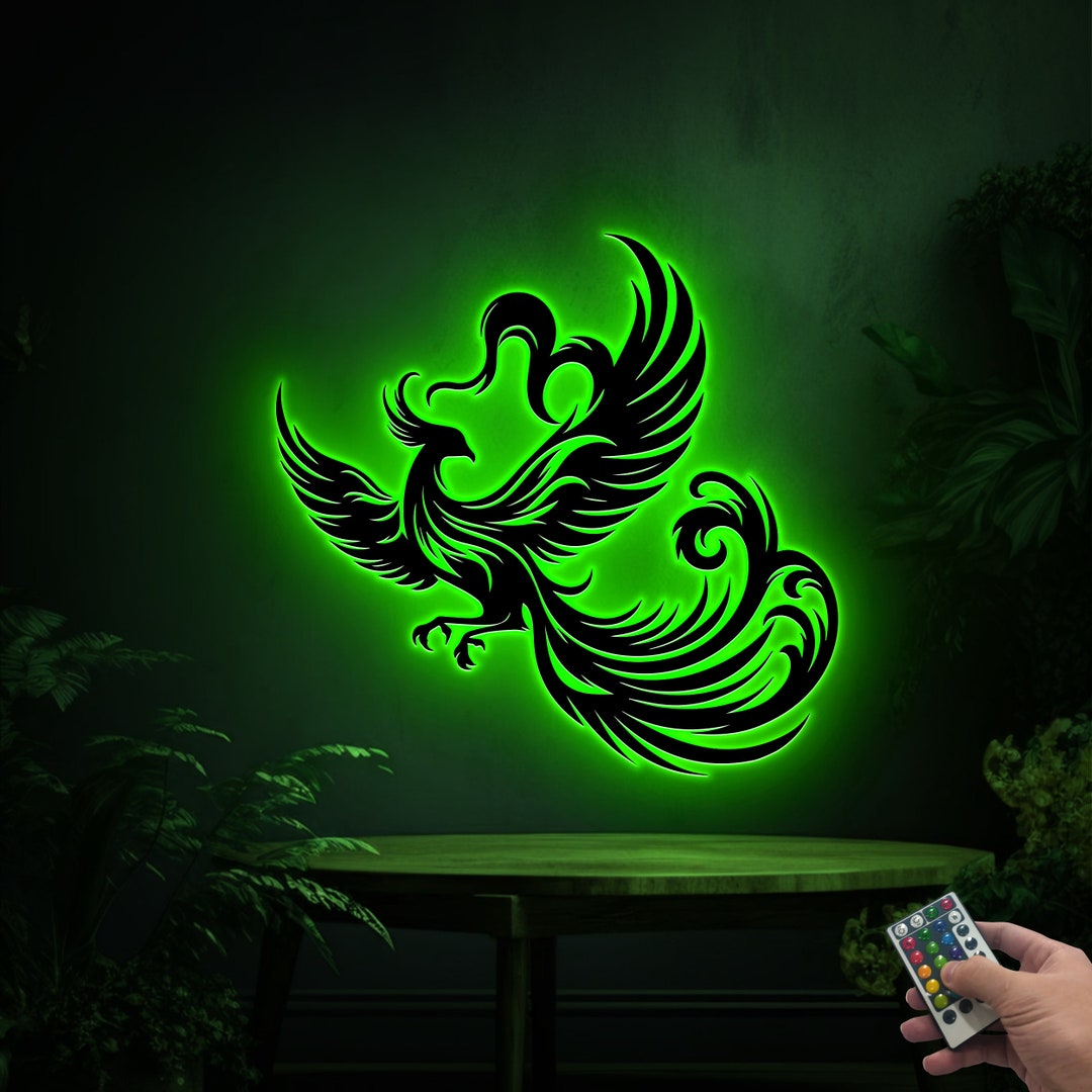 Phoenix Metal Sign With Led Light, Phoenix Wall Art, Phoenix Home Decor ...