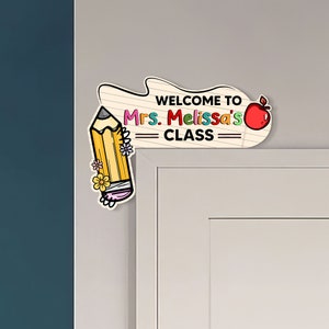 Custom Teacher Door Corner Sign, Classroom Wood Sign, Class Door Hanger ...