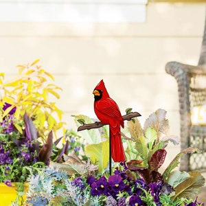 Cardinal Metal Garden Stake, Cardinal Yard Stake, Plant Pot Indoor ...