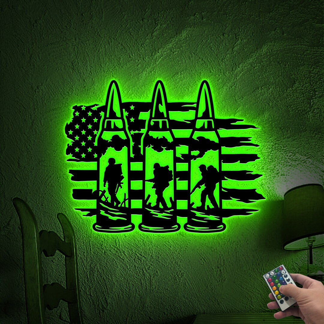 Bullet Soldier Metal Wall Art With LED Lights, Veteran Day, Memorial ...