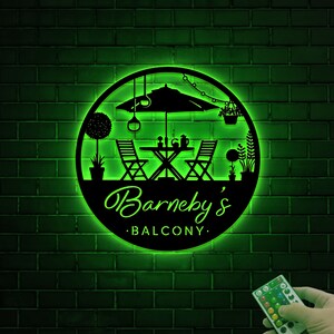 Custom Metal Balcony Sign With Led Lights, Balcony Name Sign, Patio ...