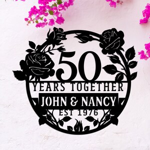 50 Year Anniversary Sign, Wedding Anniversary Metal Wall Art With Led ...