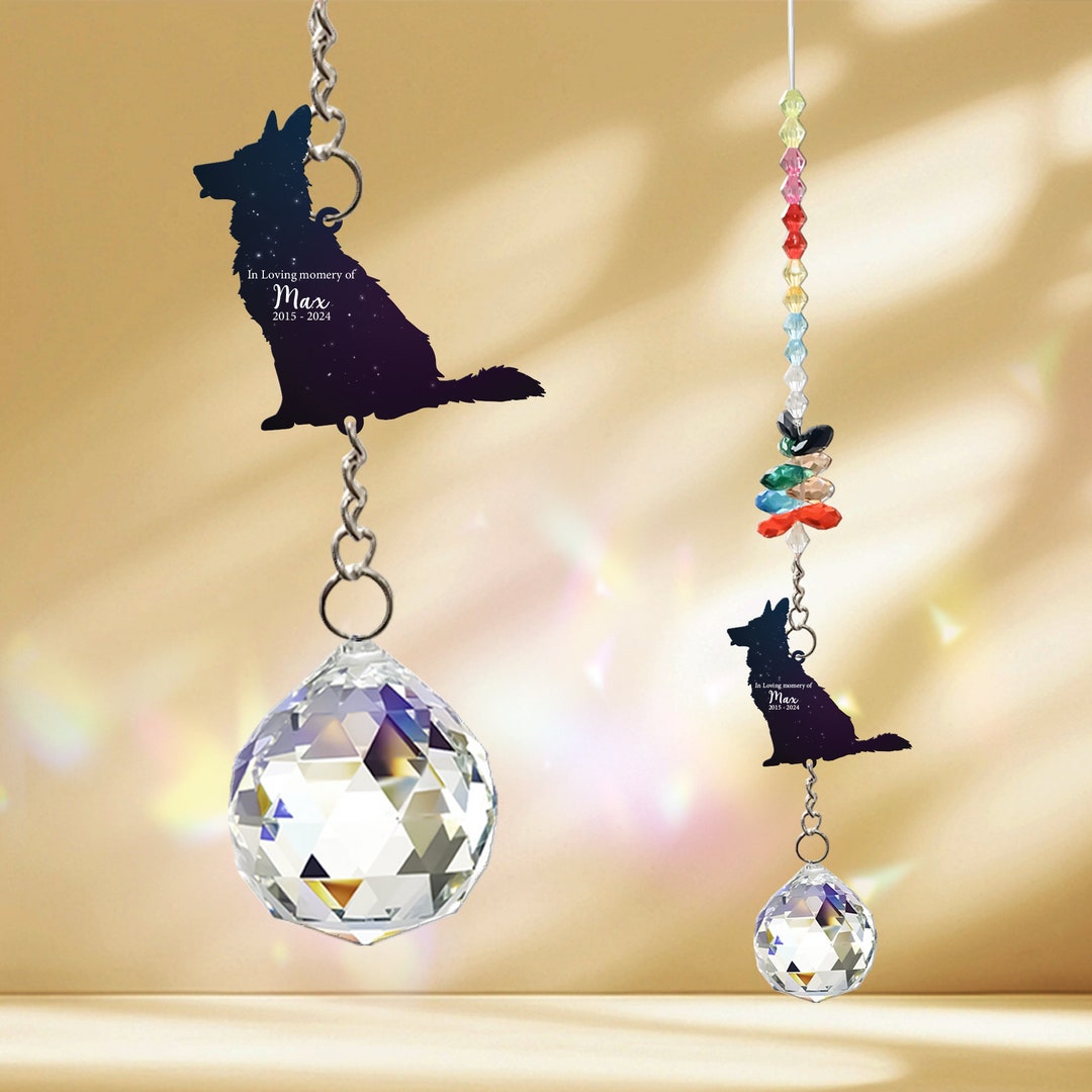 Custom Crystal Suncatcher, German Shepherd Dog Memorial Gift, in Loving ...