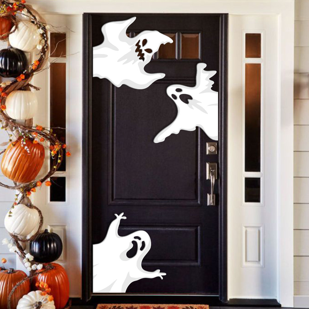 Ghosts Set of 3 Door Corner Sign, Halloween Wooden Door Corner Decor ...
